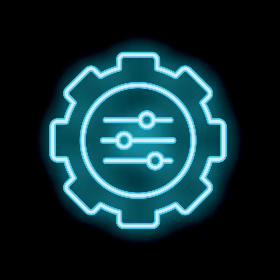 Neon gear icon representing software customization options 52796370 ...