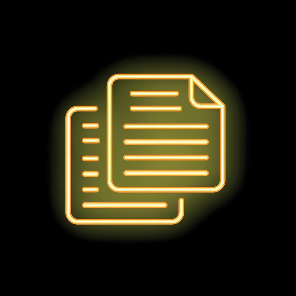 Neon documents icon glowing on black background 52797192 Vector Art at ...