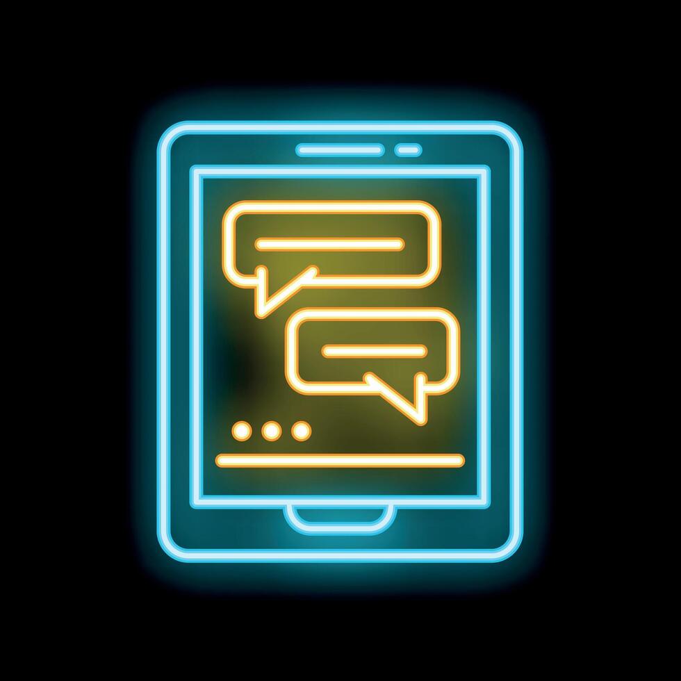 Neon smartphone showing instant messaging chatting conversation bubbles ...