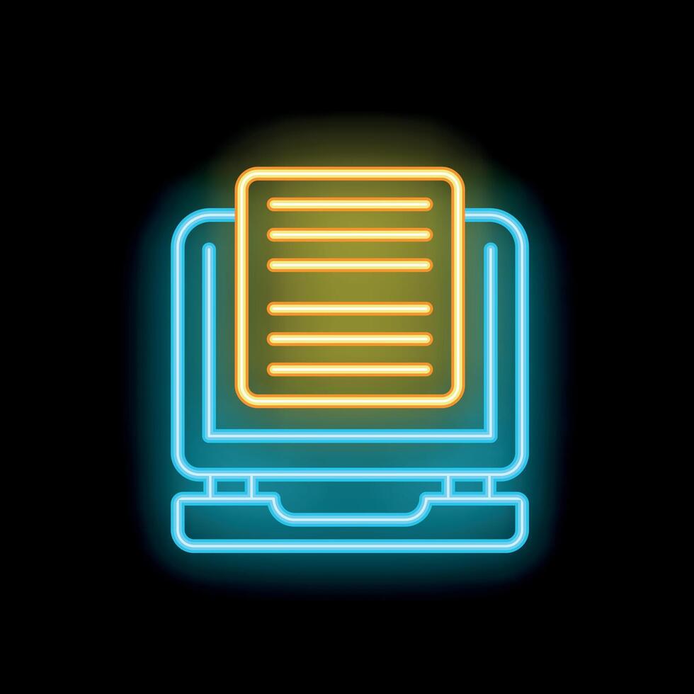 Neon computer icon displaying document for digital marketing campaign 52797681 Vector Art at ...