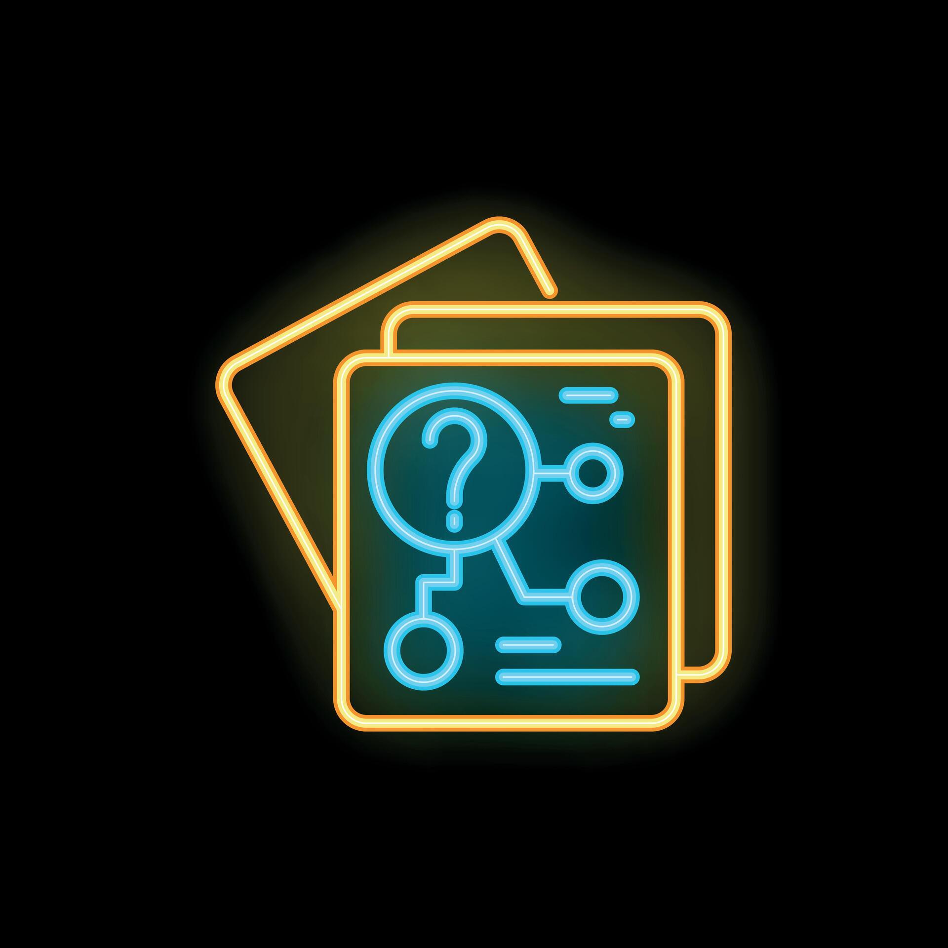 Neon icon of algorithm showing question mark and connections 52798608 ...