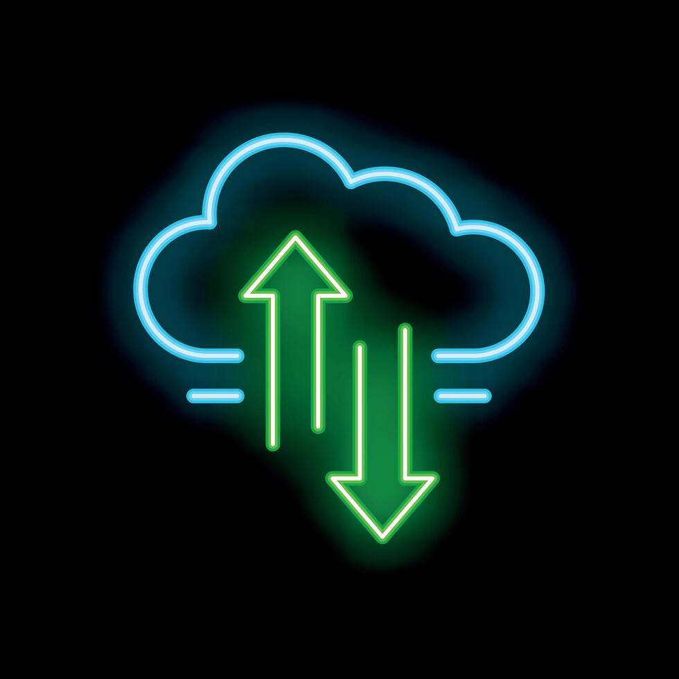 Neon cloud computing uploading and downloading data icon 52799535 Vector Art at Vecteezy