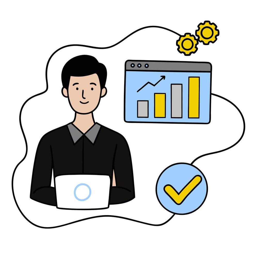 Data Analyst with Graph and Verification Symbol concept as An image of ...