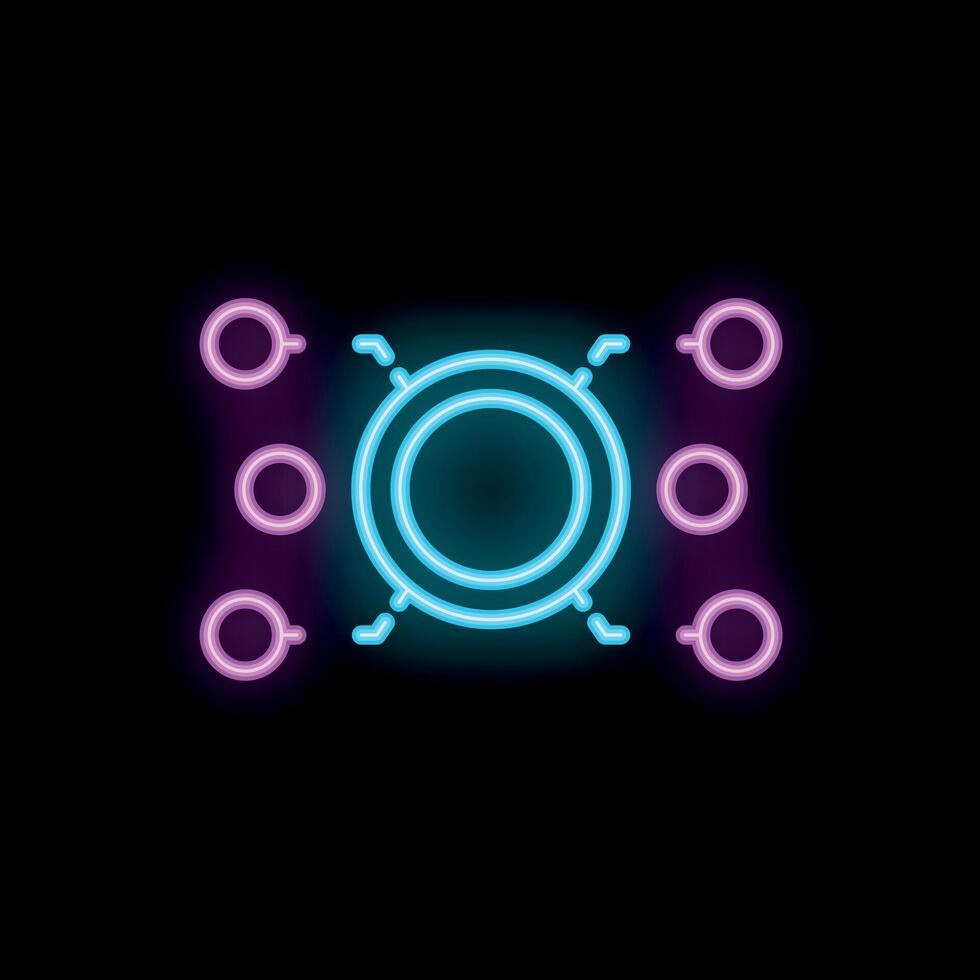 Neon icon representing machine learning algorithm on black background ... Neon icon representing machine learning algorithm on black background ...
