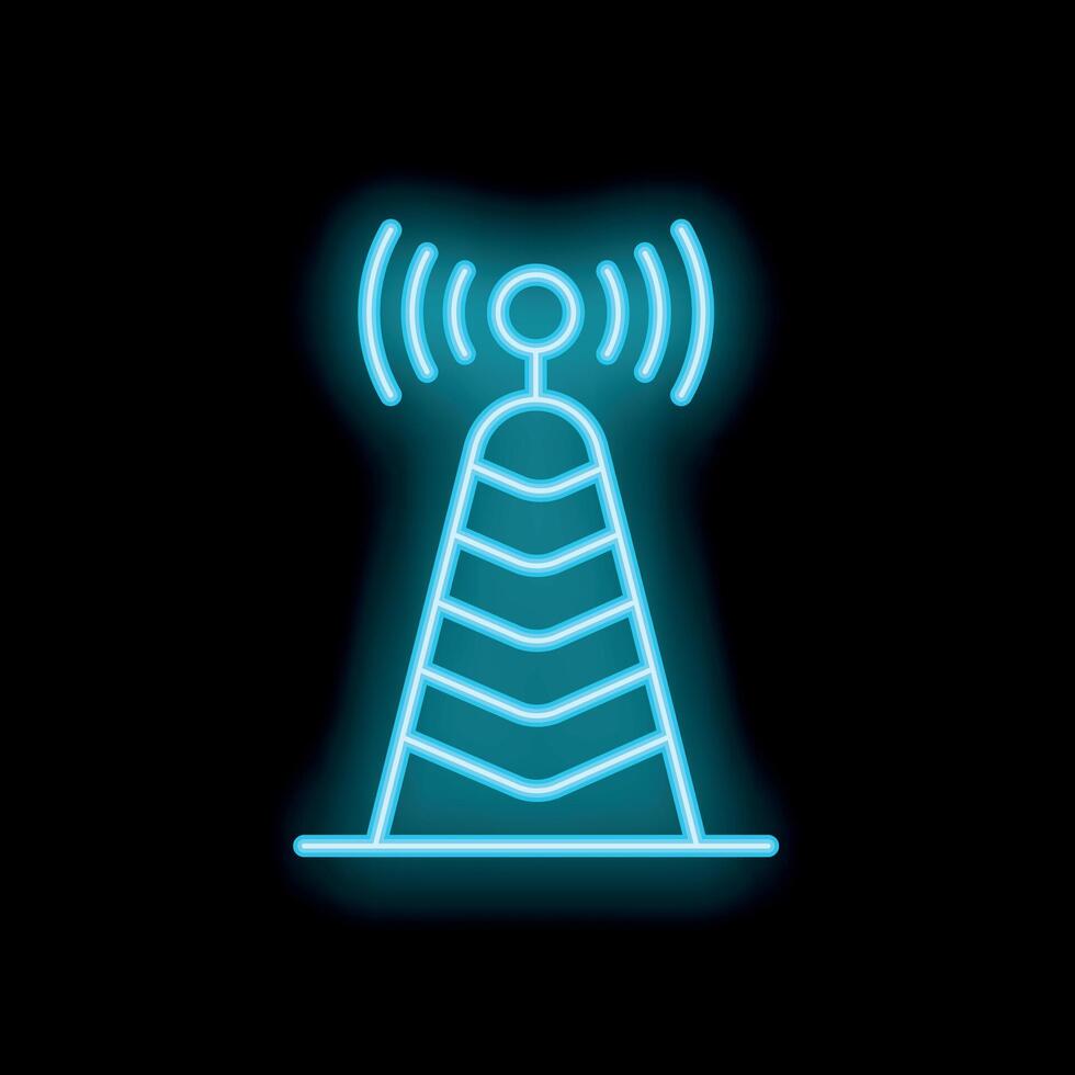Neon radio tower transmitting signals on dark background 52807102 Vector Art at Vecteezy