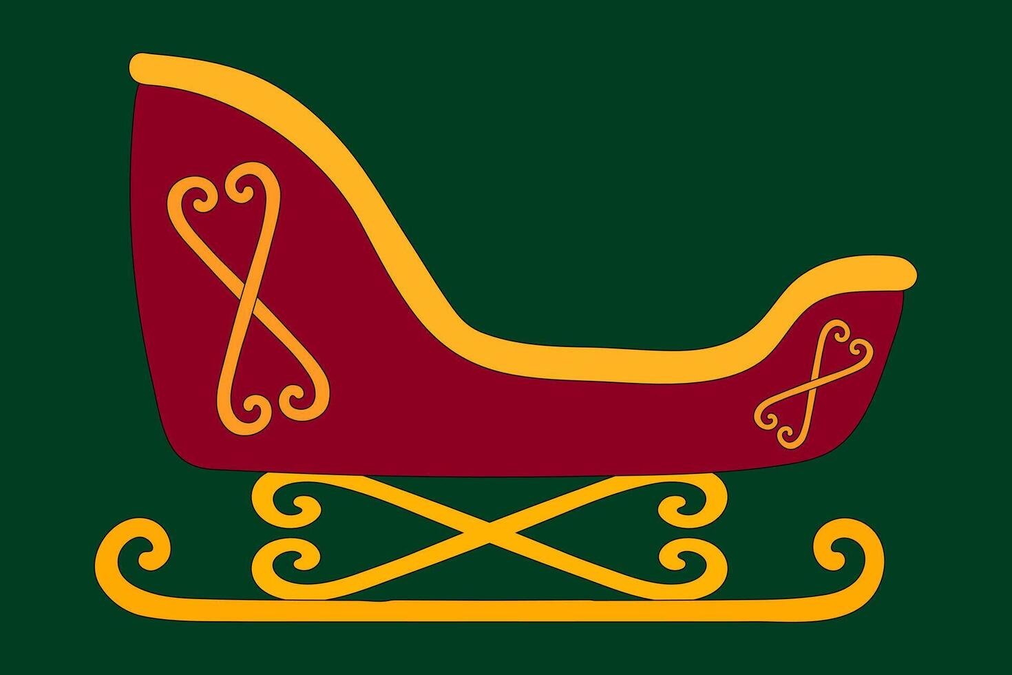 Red and gold Santas sleigh on a green background, perfect for Christmas ...