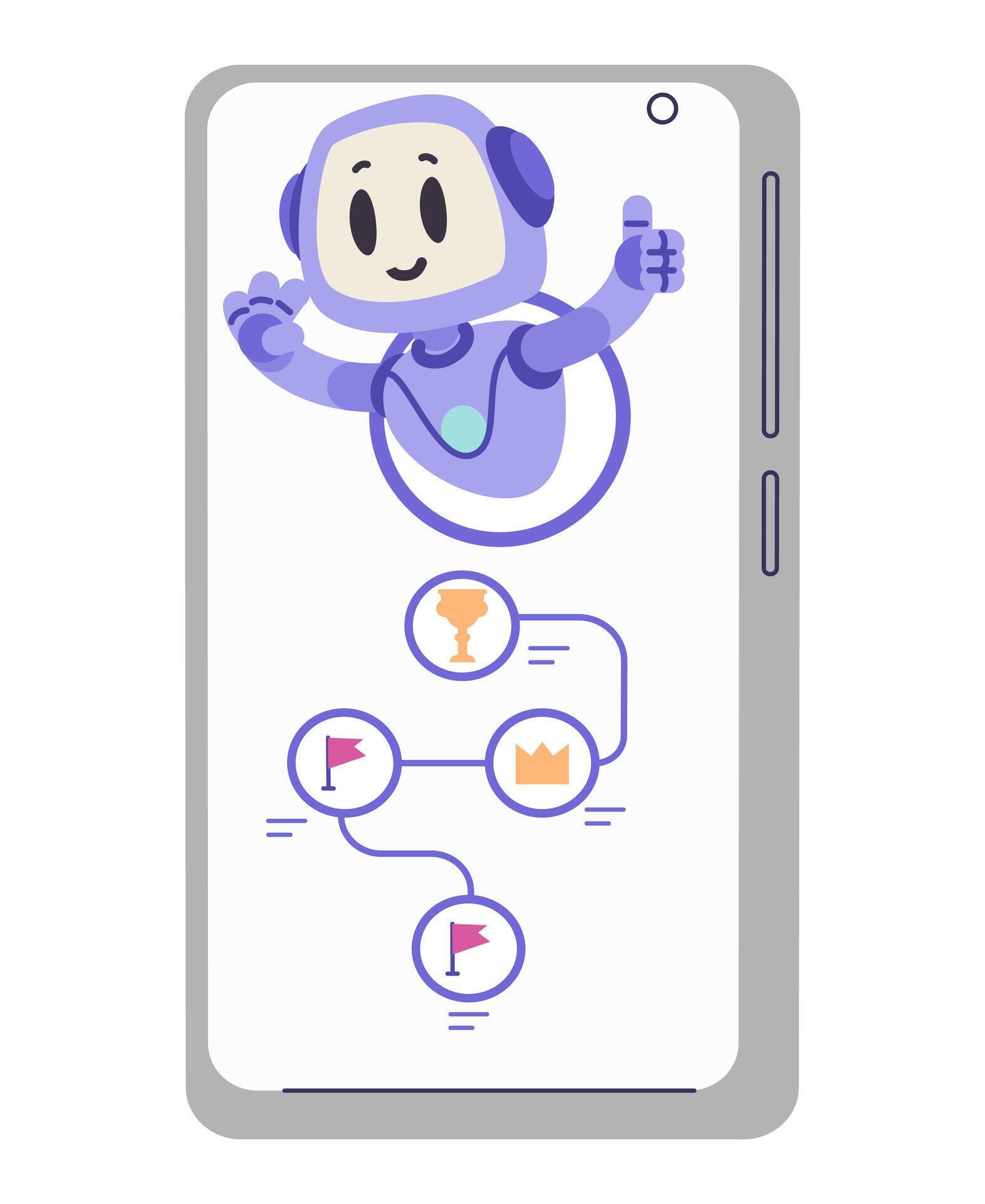 Artificial intelligence robot character in education concept flat ...