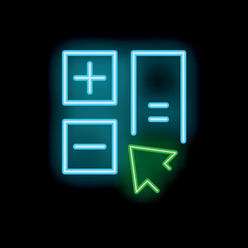 Neon green mouse cursor clicking on blue neon plus and minus signs 52828887 Vector Art at Vecteezy