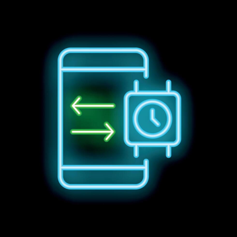Neon icon of smartphone syncing with smartwatch showing data exchange 52829751 Vector Art at ...