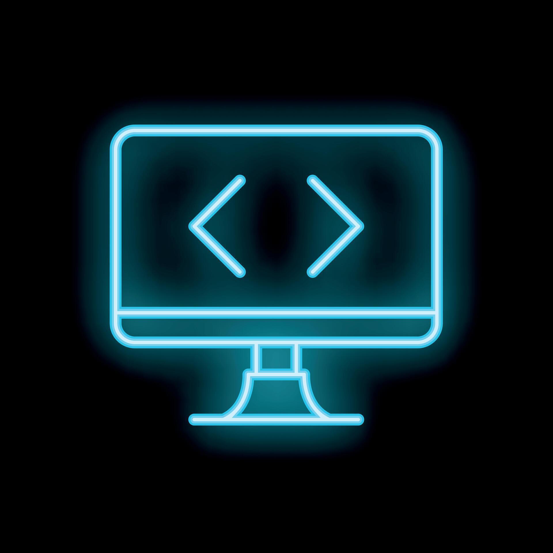 Neon computer screen showing code brackets programming symbol 52829893 Vector Art at Vecteezy