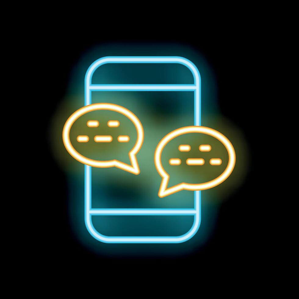 Neon smartphone showing instant messaging conversation 52830112 Vector ...