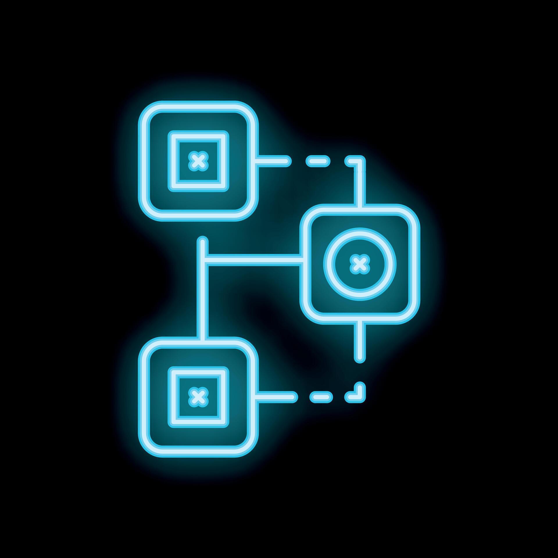 Neon blue algorithm structure showing machine learning process 52830267 ...