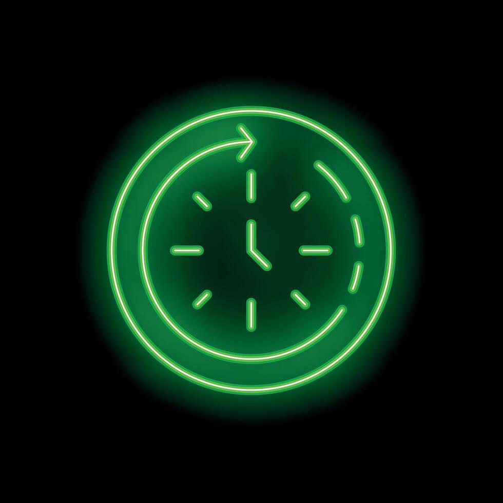 Green neon clock showing repeating time concept 52831058 Vector Art at ...