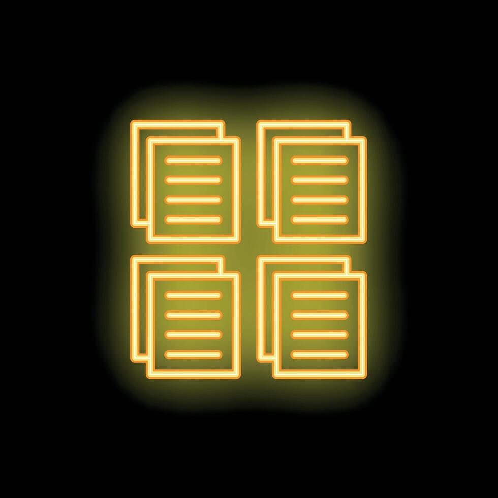Neon documents icon glowing on a black background 52831796 Vector Art ...