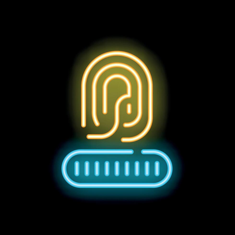 Neon fingerprint scanner detecting fingerprint accessing security system 52831838 Vector Art at ...