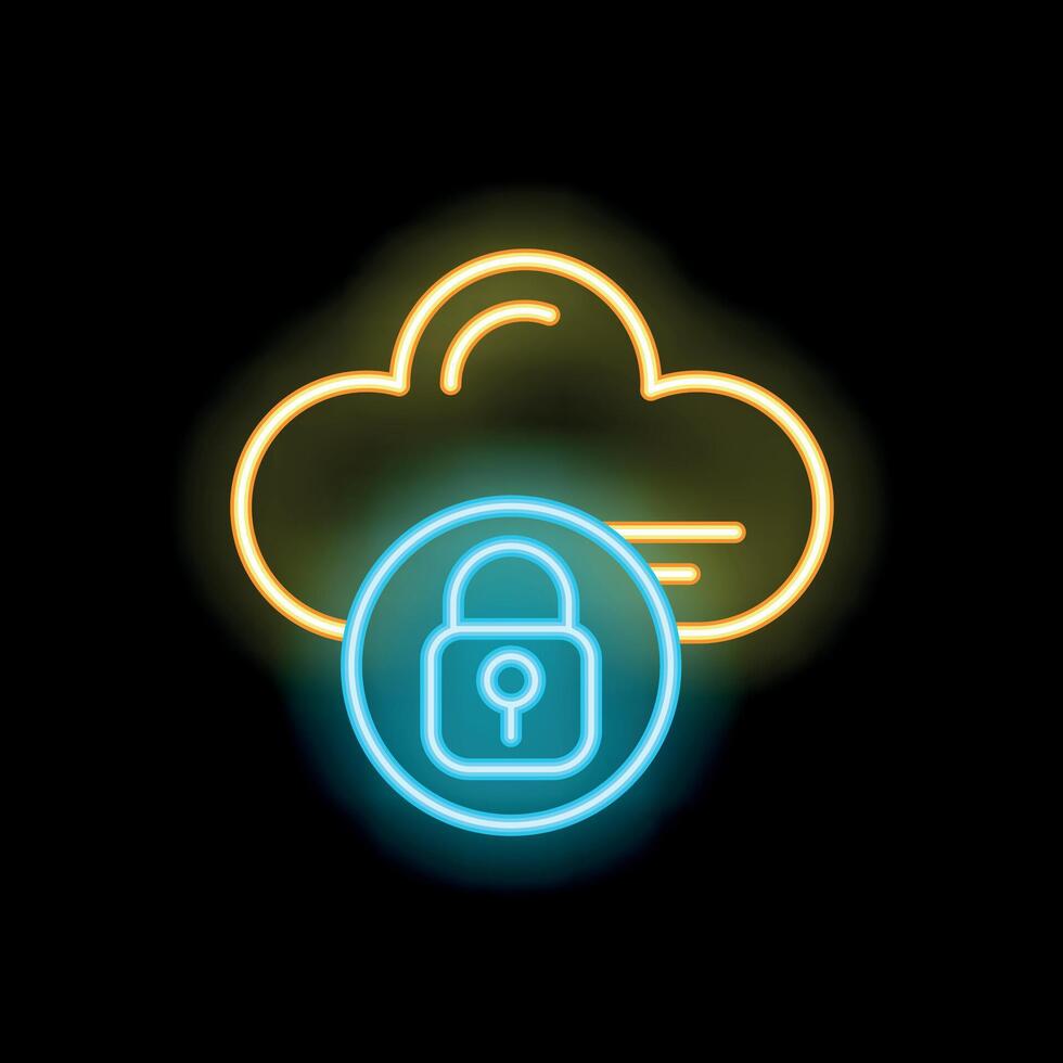 Neon Icon Of Cloud Computing Security System Protecting Data 52831862