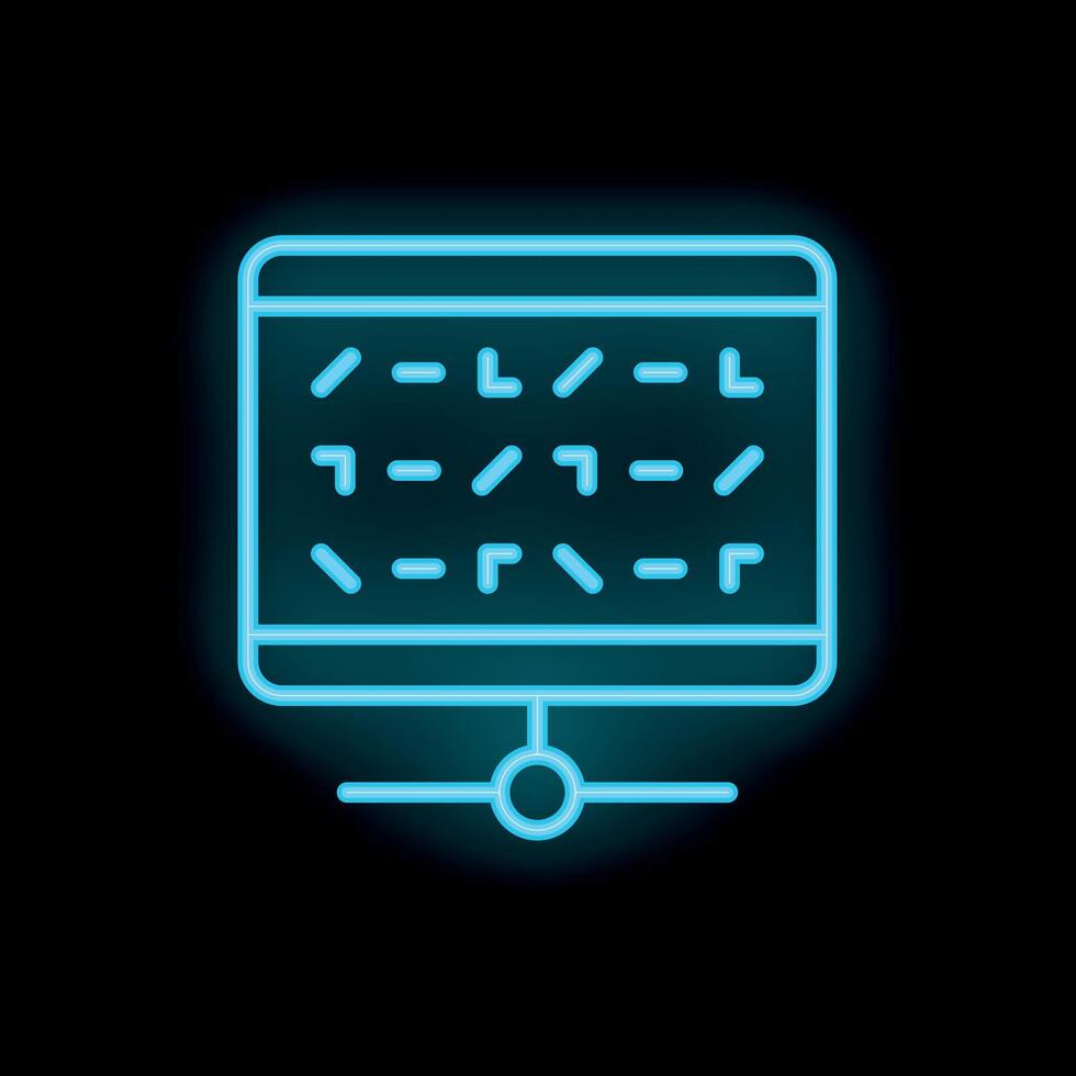 Neon blue programming code on computer screen icon 52833033 Vector Art ...