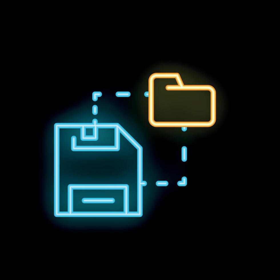 Neon Icon Of Floppy Disk Saving Data To Folder Backup Concept 52833069