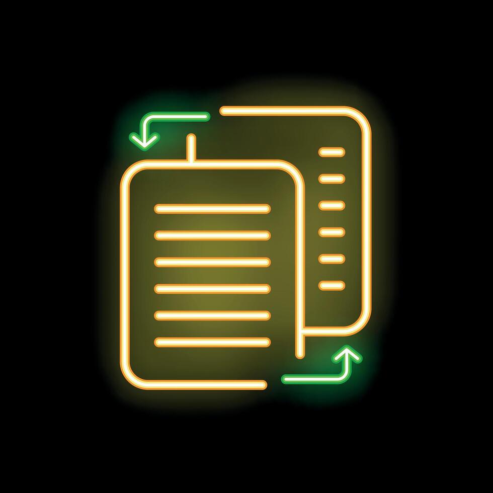 Neon icon of two documents exchanging data with up and down arrows 52833466 Vector Art at Vecteezy