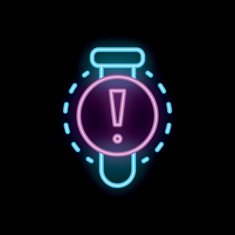 Neon warning sign with exclamation point blinking on black background ... Neon warning sign with exclamation point blinking on black background ...