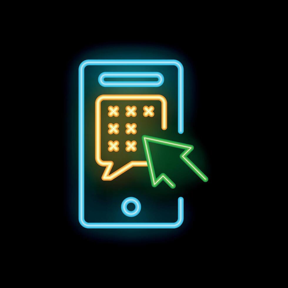 Neon Icon Of Smartphone Showing Password Protected Message 52833747