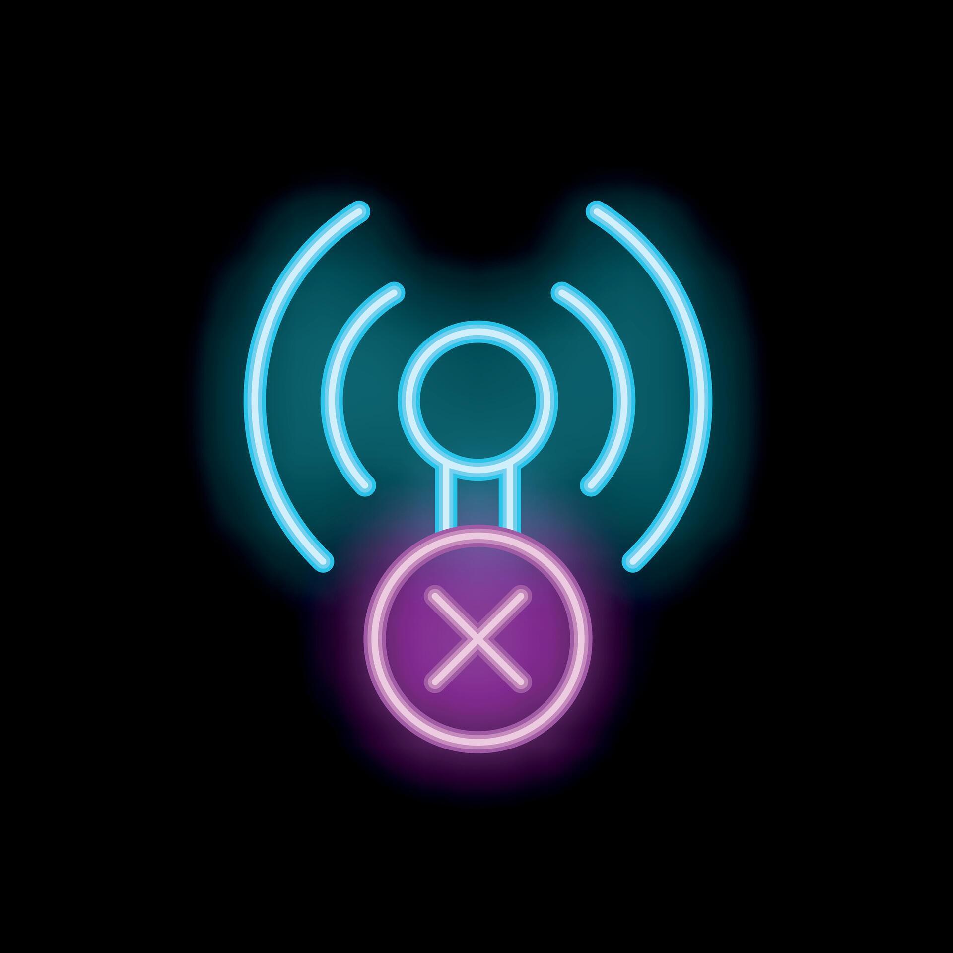Neon wifi signal showing disconnecting error message 52834495 Vector Art at Vecteezy
