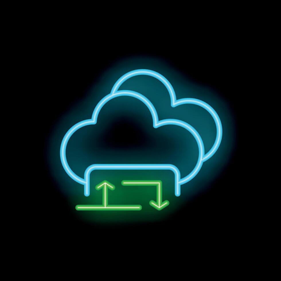 Neon icon of cloud computing server transferring data with up and down arrows 52840888 Vector ...