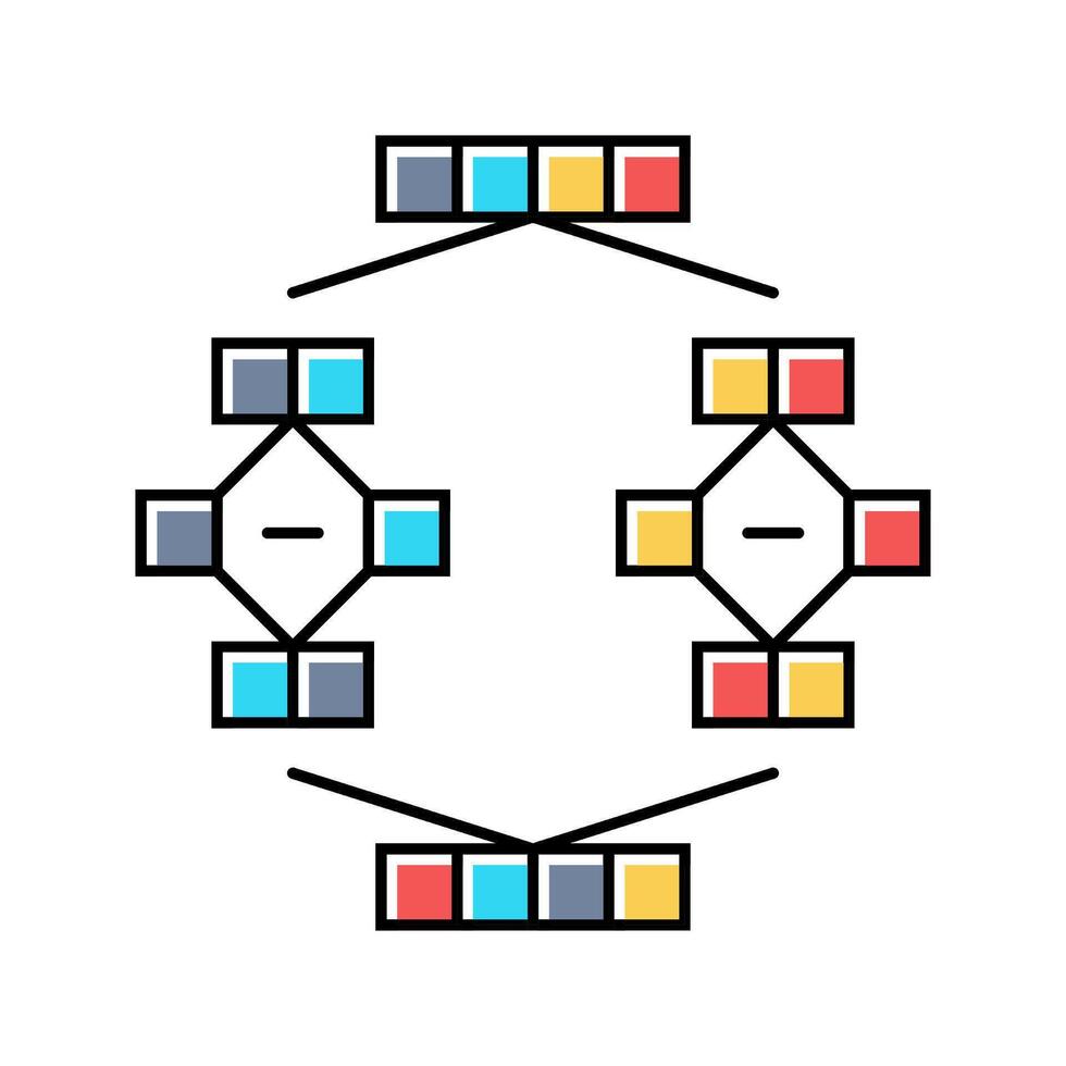Mergesort Algorithm Color Icon Illustration 52843764 Vector Art At Vecteezy
