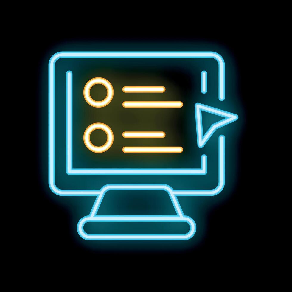 Neon online survey form with checkboxes and cursor clicking on computer display 52850367 Vector ...