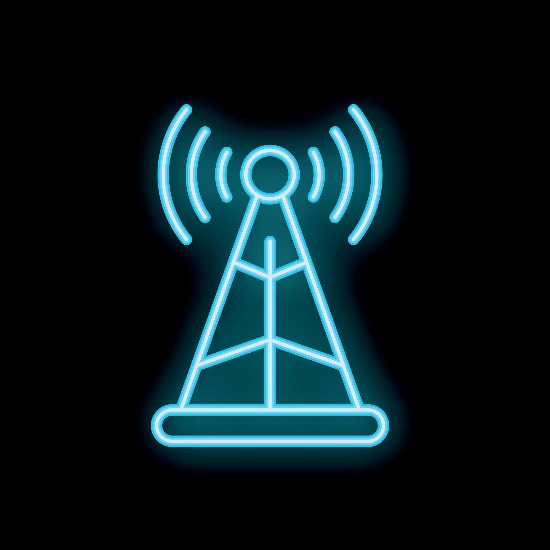Neon icon of radio tower transmitting signal on black background 52850634 Vector Art at Vecteezy