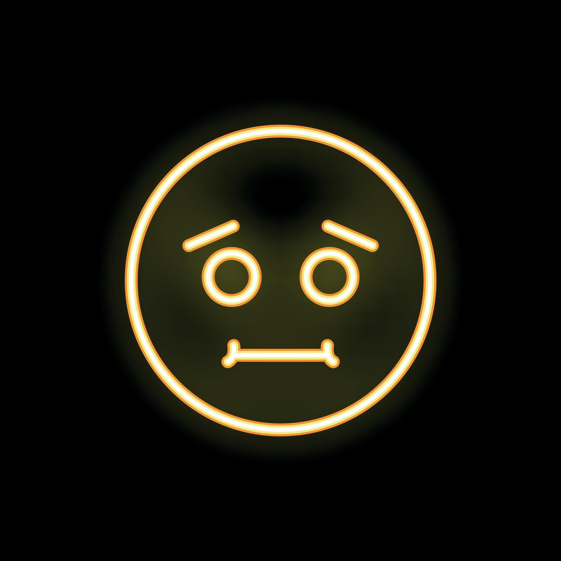 Yellow neon sad face expressing negative emotions 52851105 Vector Art at Vecteezy