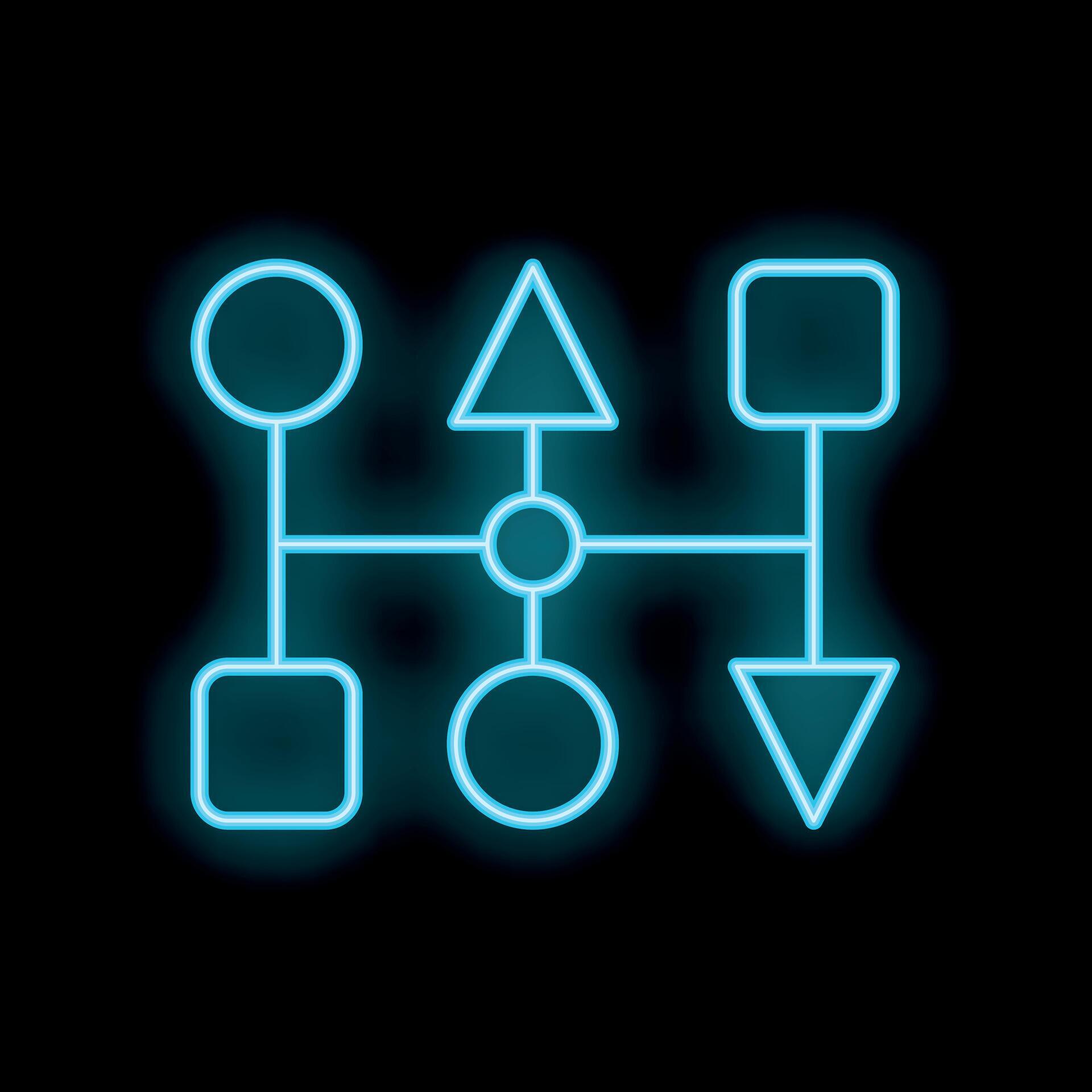 Neon blue algorithm showing machine learning process 52852818 Vector ...