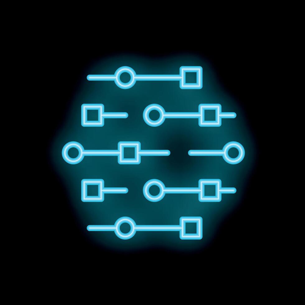 Blue Neon Style Circuit Board Pattern Representing Machine Learning