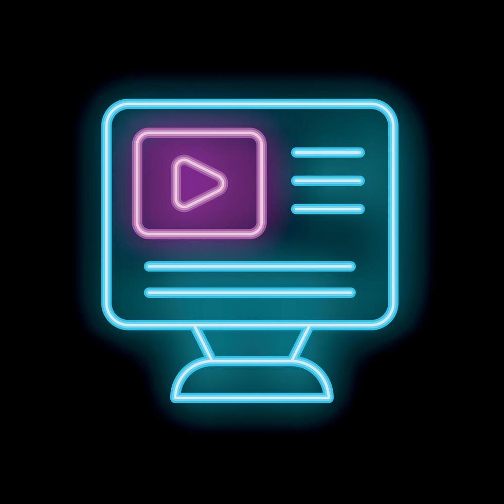 Neon computer icon displaying streaming service interface 52853099 Vector Art at Vecteezy