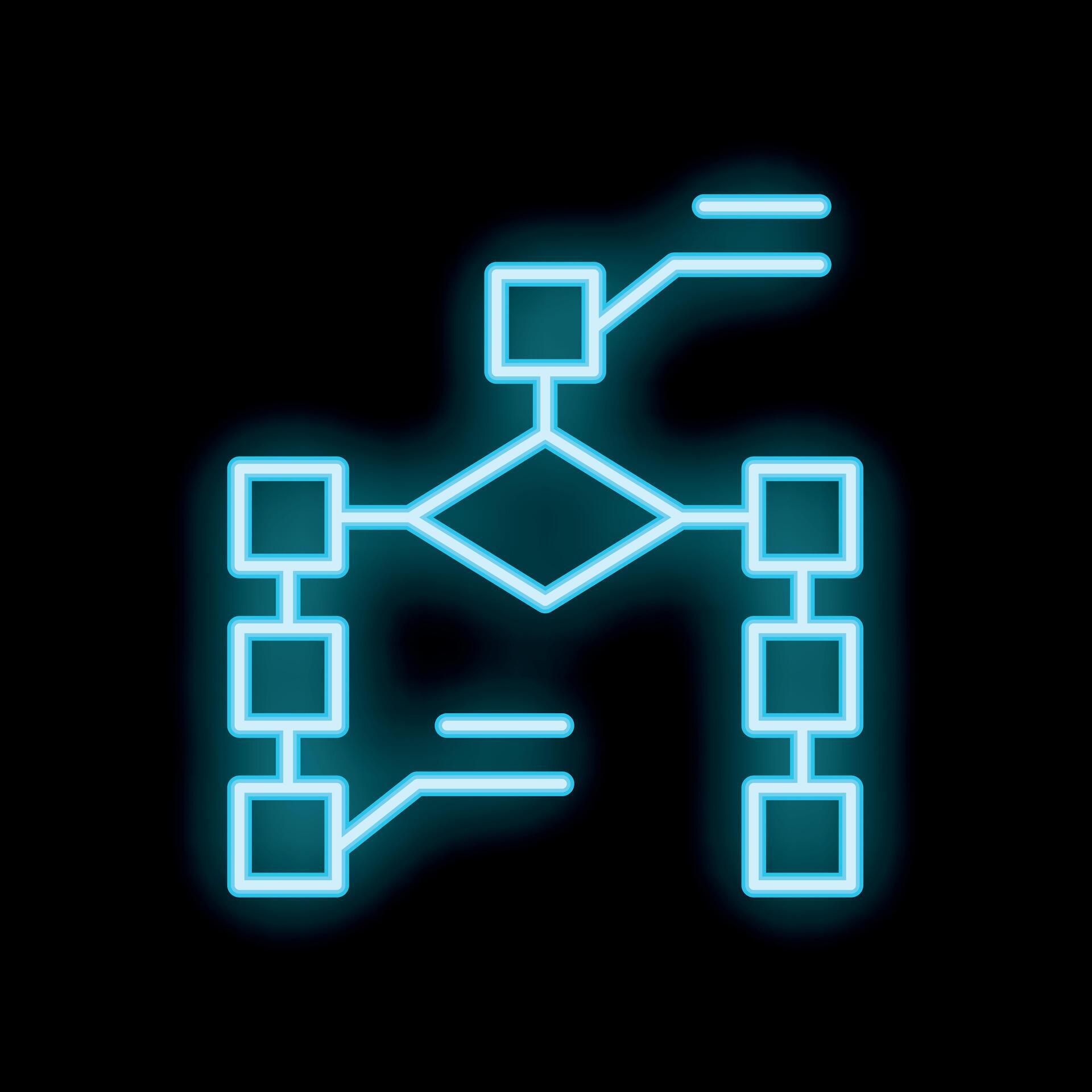 Neon Algorithm Flowchart Glowing On Black Background 52860117 Vector