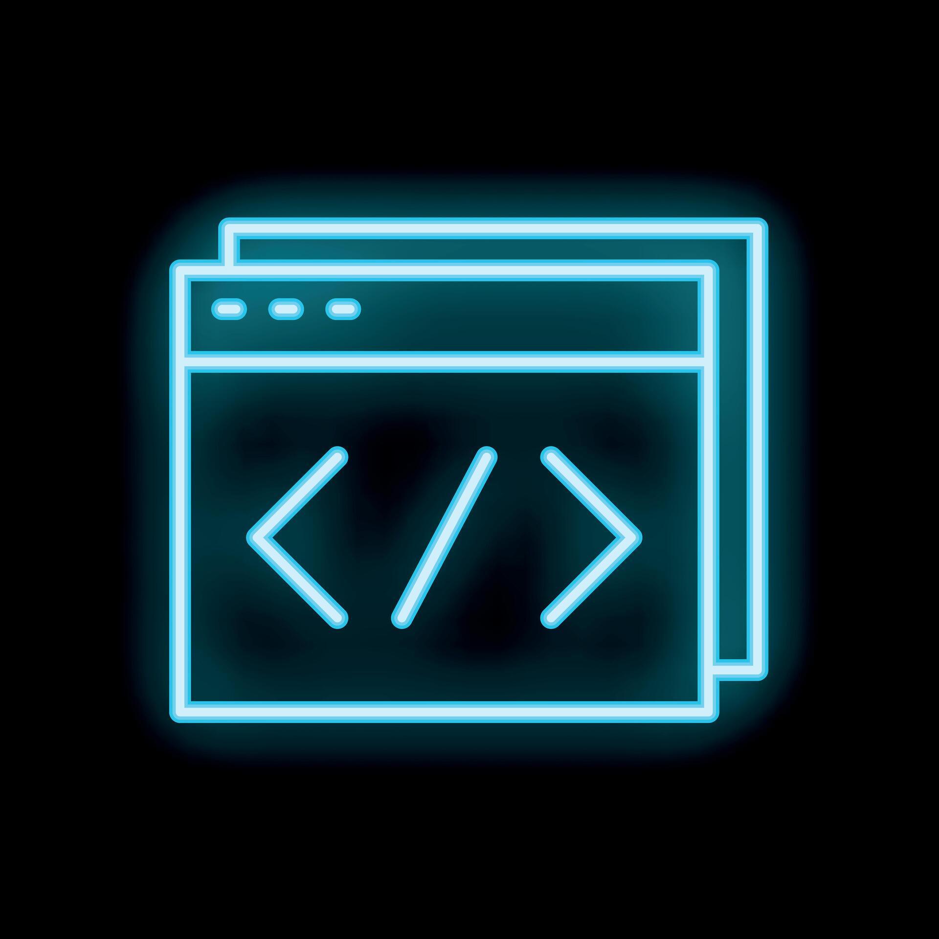 Neon web development icon showing coding brackets on screen 52860123 Vector Art at Vecteezy