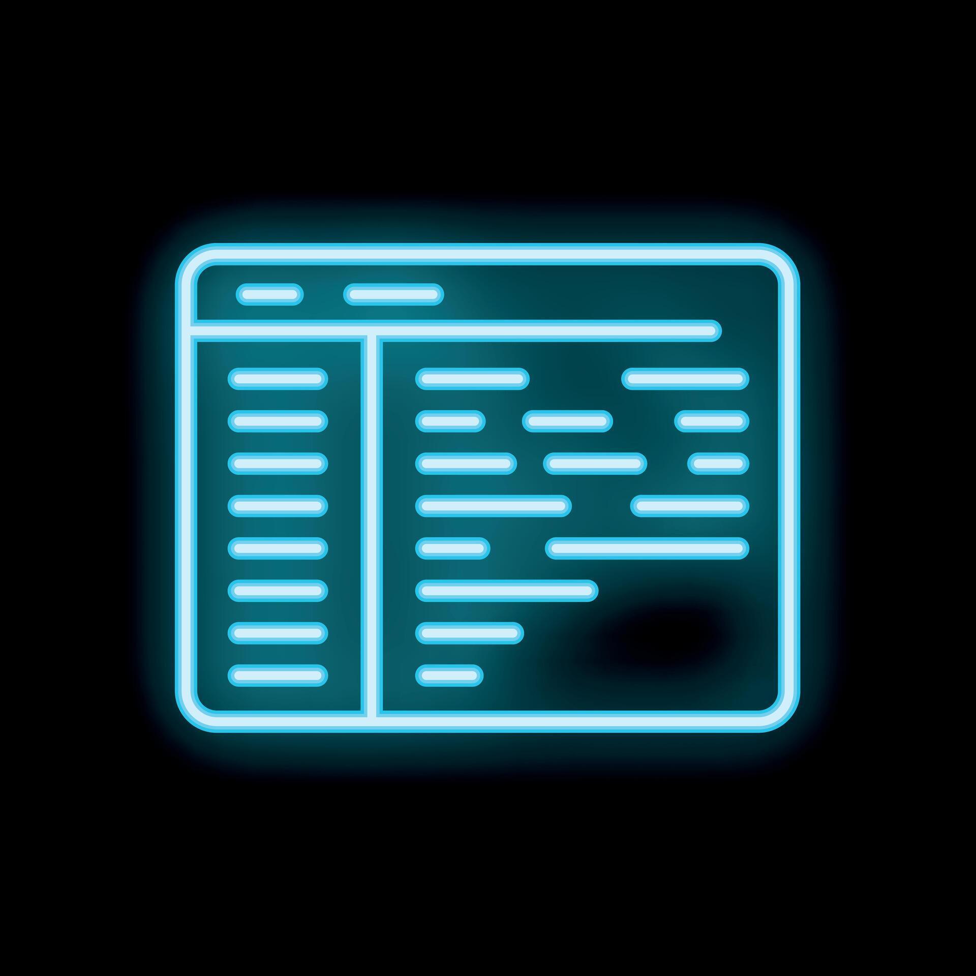 Neon blue programming code on screen icon showing website development ...