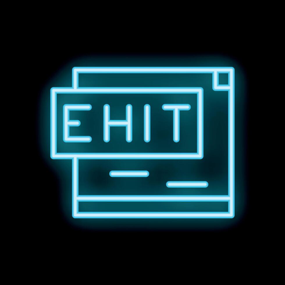 Neon sign exit button on computer screen showing concept of leaving ...