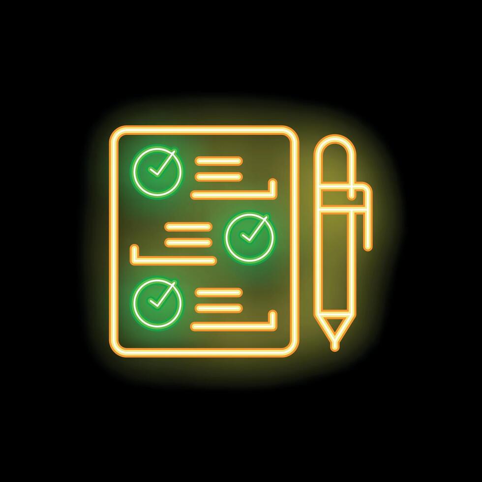 Neon Icon Of Clipboard With Check Marks Representing Completing Tasks 52860639 Vector Art At