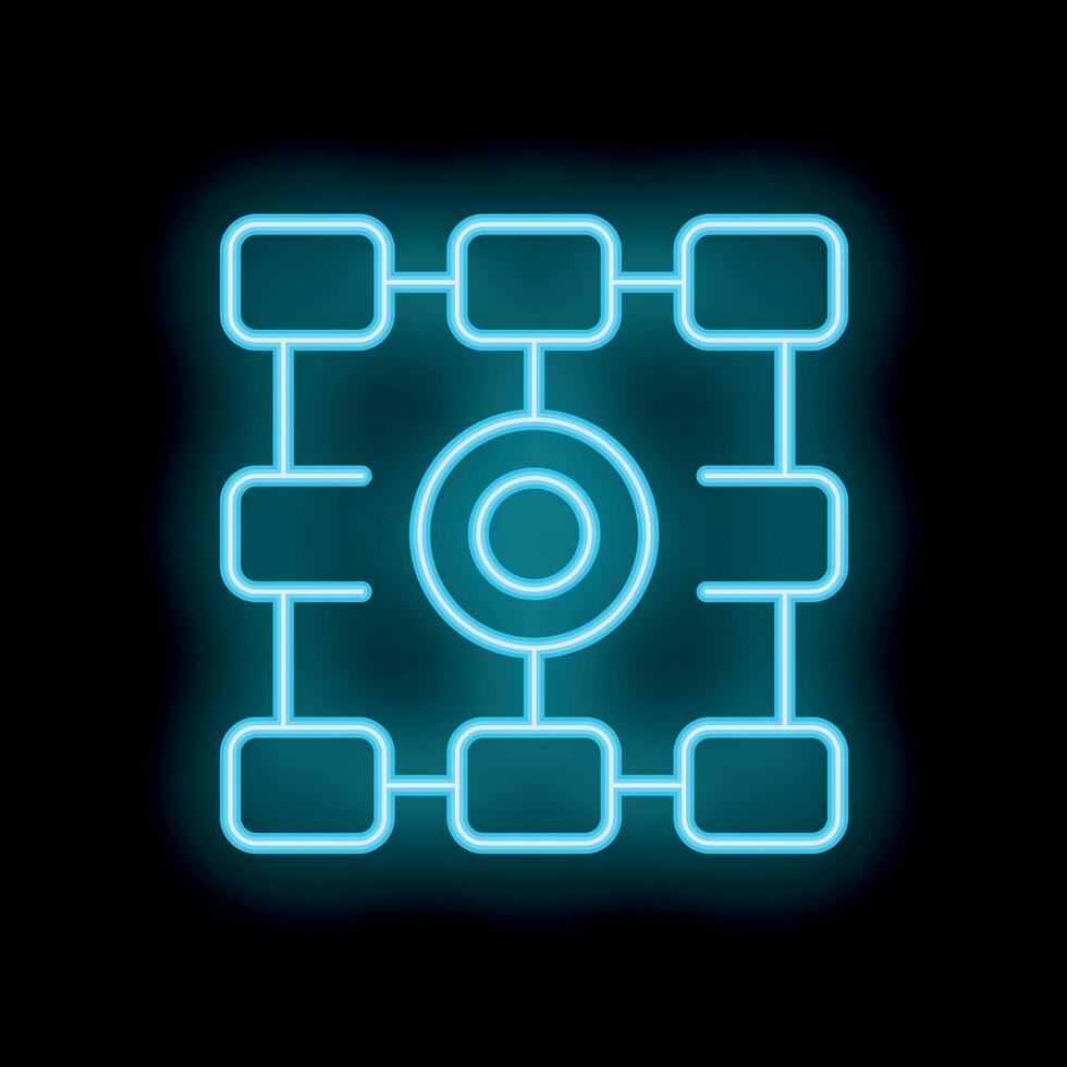 Neon blue algorithm icon showing machine learning process 52863641 ...