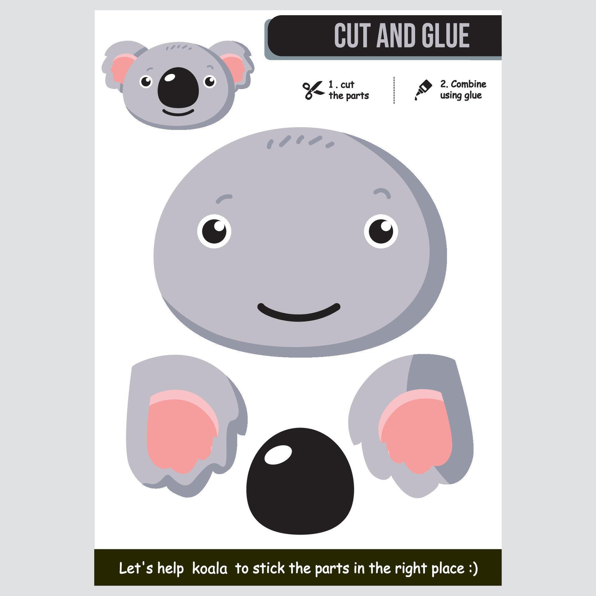 Cute koala cut and paste activity for kids' fun and creative learning ...
