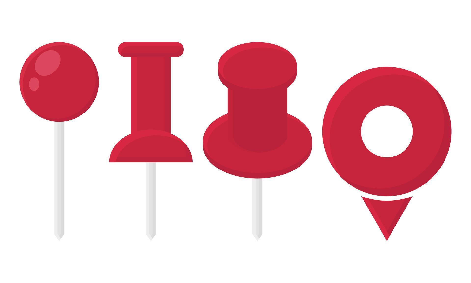 Red Pin Paper Clip Collection. Red Pin Icon Element. 52868648 Vector