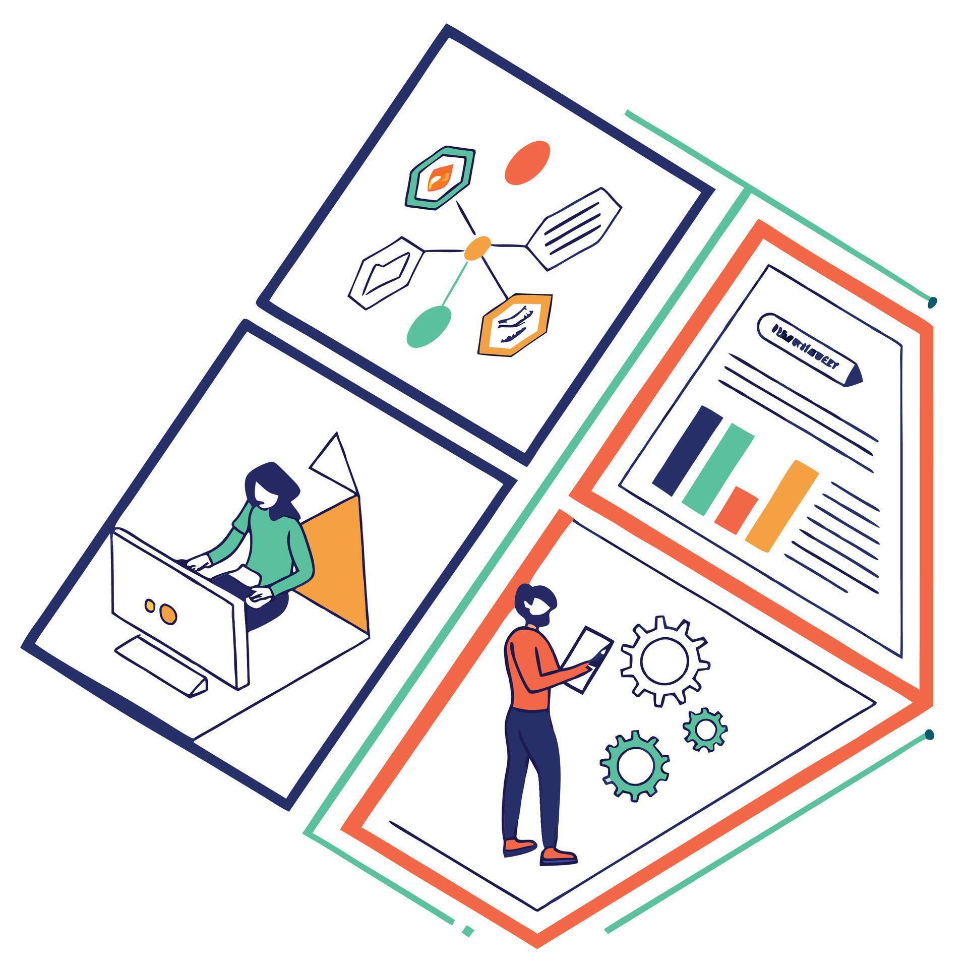 The Four Different Types Of Data Visualizations 52872373 Vector Art At