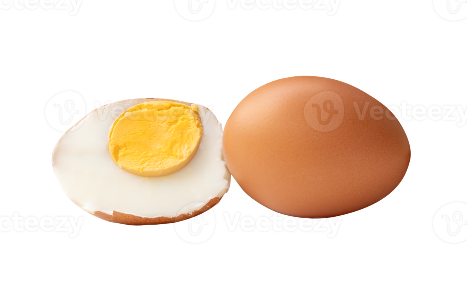 lado ver de hervido o cocido marrón pollo huevos con medio y huevo yema de huevo en apilar ...