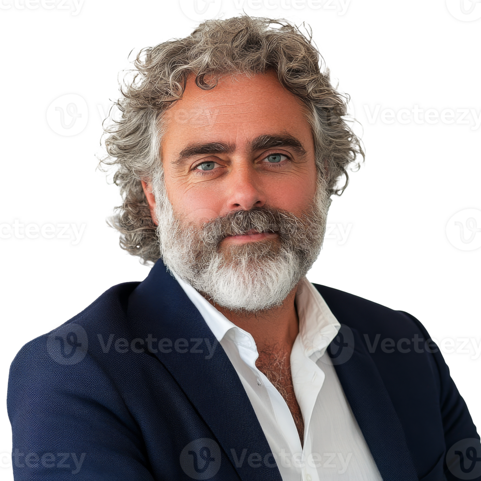 Confident man with curly hair and beard 52885167 PNG