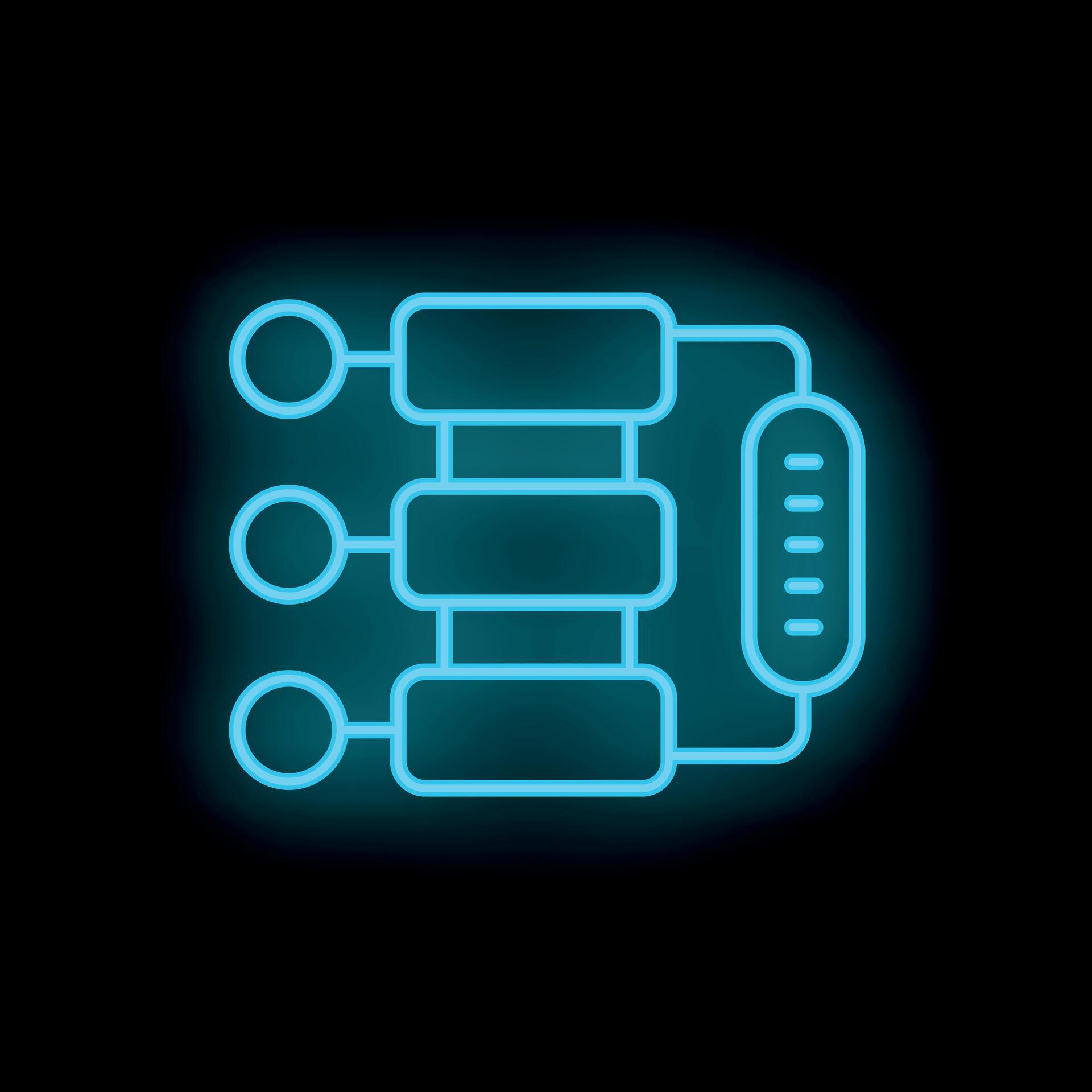 Neon Blue Algorithm Structure Icon Showing Machine Learning Process