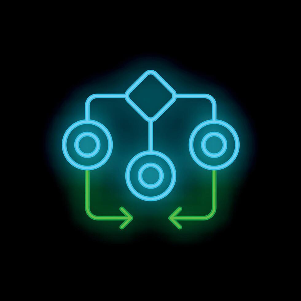 Neon Algorithm Showing Machine Learning Process On Black Background