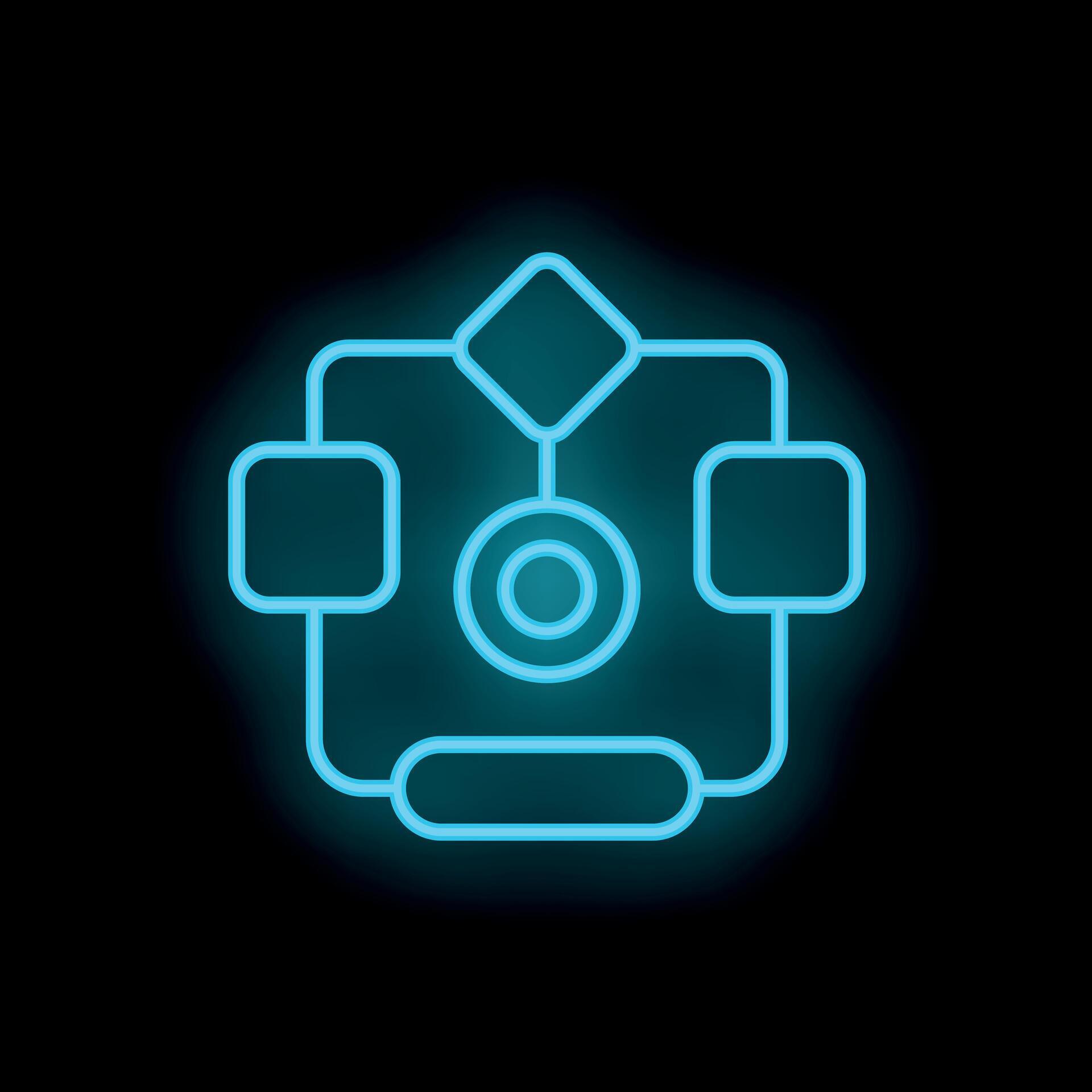 Neon blue algorithm process chart icon on black background 52886809 ...