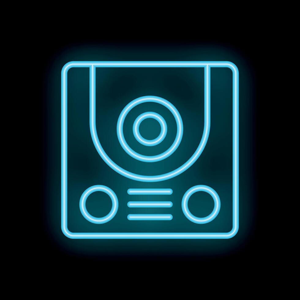 Blue neon intercom icon glowing against a black background 52886940 Vector Art at Vecteezy