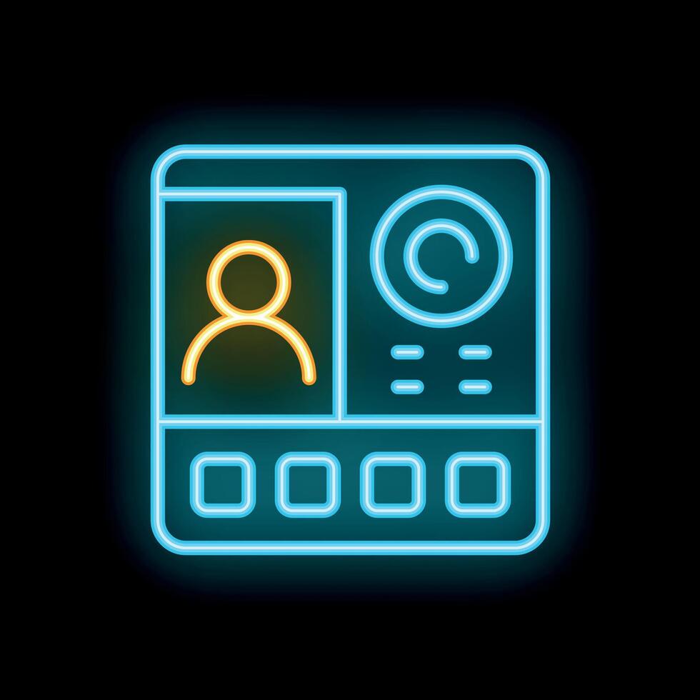 Neon intercom system displaying user profile with buttons and control panel 52886949 Vector Art ...
